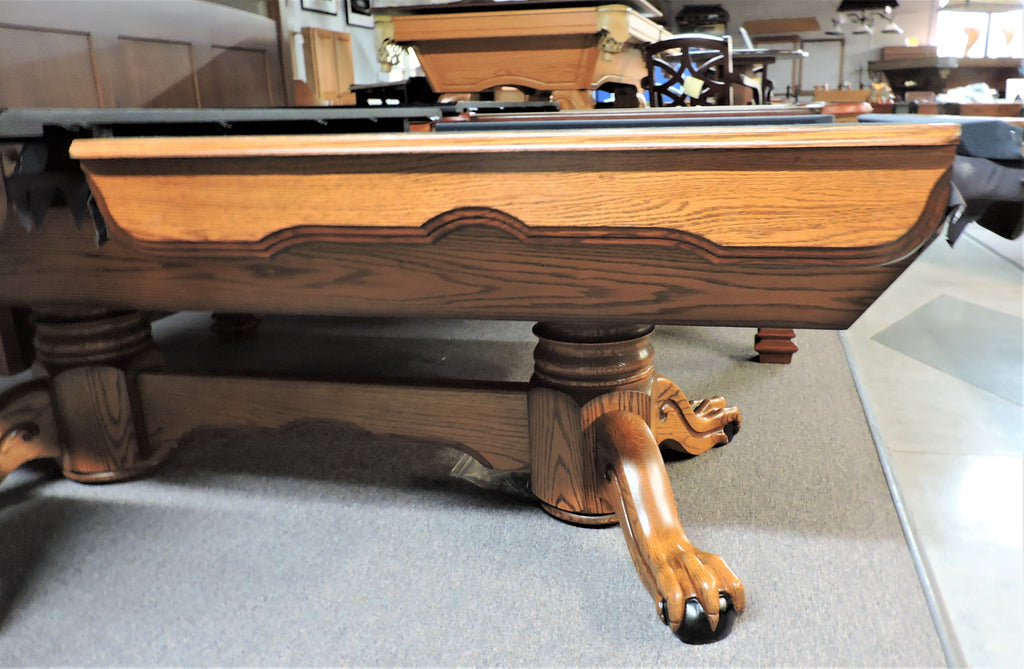 8' World of leisure claw foot pool table and oak table top – Bullseyetcnaz