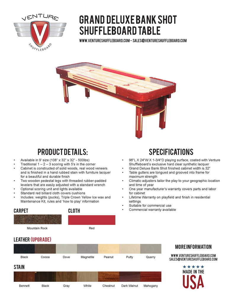 Grand Deluxe Bank Shot Shuffleboard Table – Bullseyetcnaz